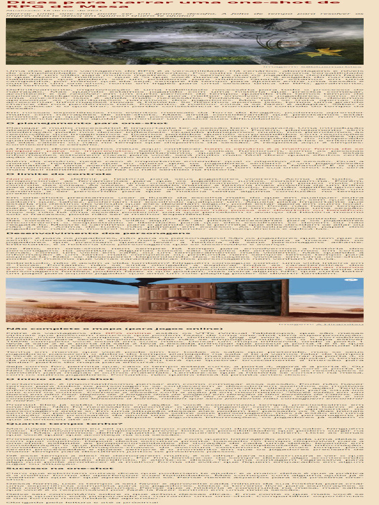 Dicas para Narrar Uma One-Shot - RPG de Mesa | PDF