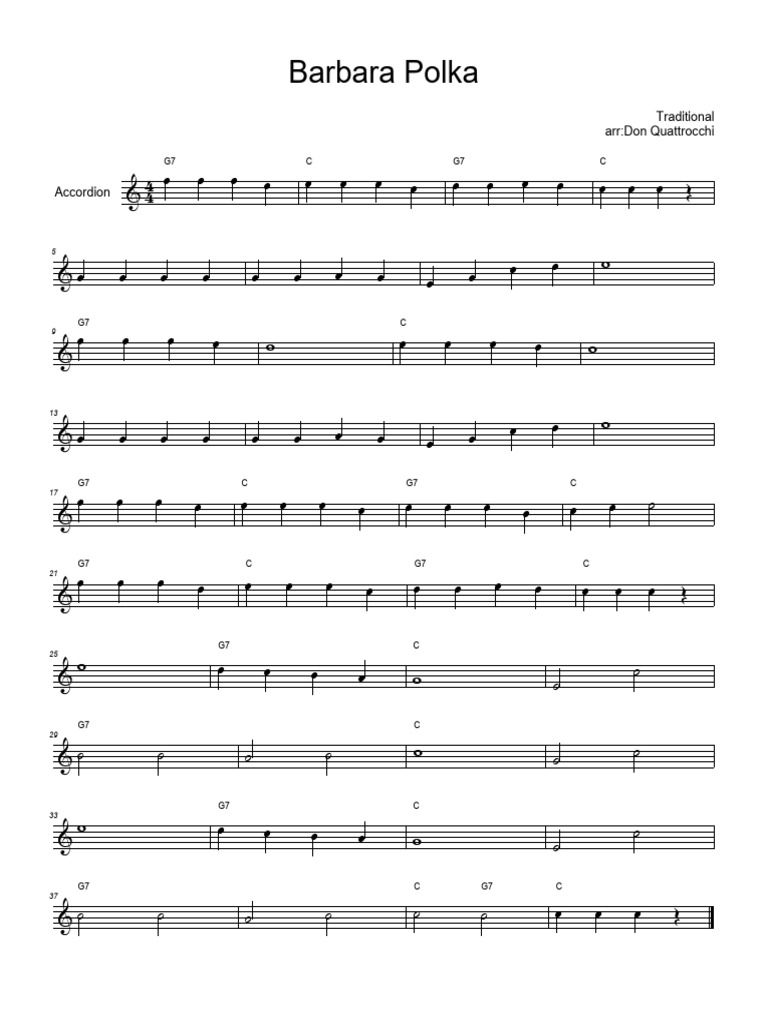 Barbara Polka Sheet Music Arrangement | PDF