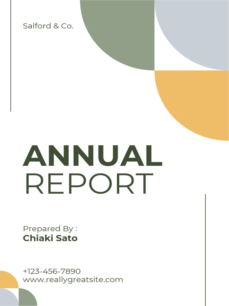 Green and Yellow Simple Annual Report A4 Document | PDF