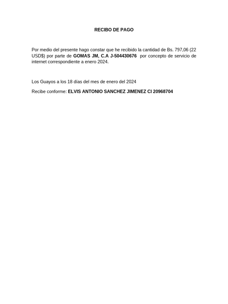 Recibo de Pago por Servicio de Internet | PDF