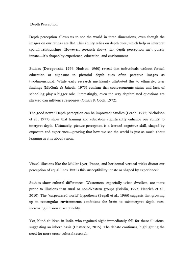 Depth-Perception | PDF | Perception | Illusion