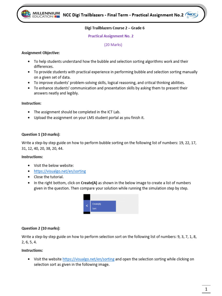 Practical Assignment No 2 - ICT - Digi Trailblazers Course 1 - Grade 6 ...