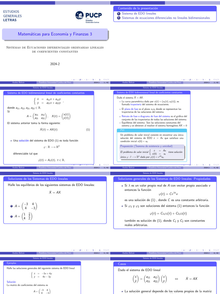 Sistemas de Ecuaciones diferenciales ordinarias lineales | PDF | Valores propios y vectores ...