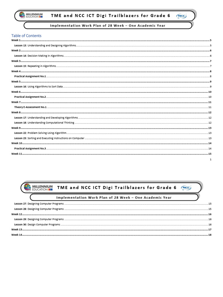 NCC Digi Trailblazers Grade 6 - Second Term Workplan 2024 | PDF ...