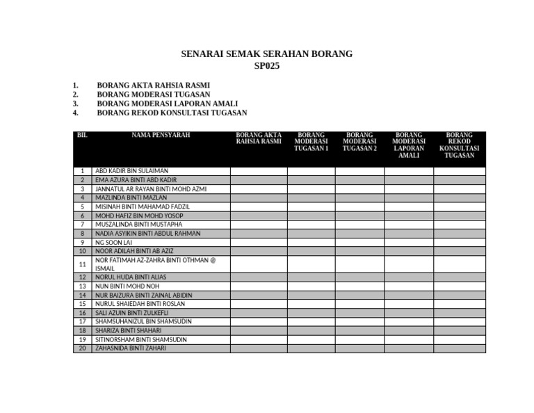 Borang Serahan SP025 | PDF