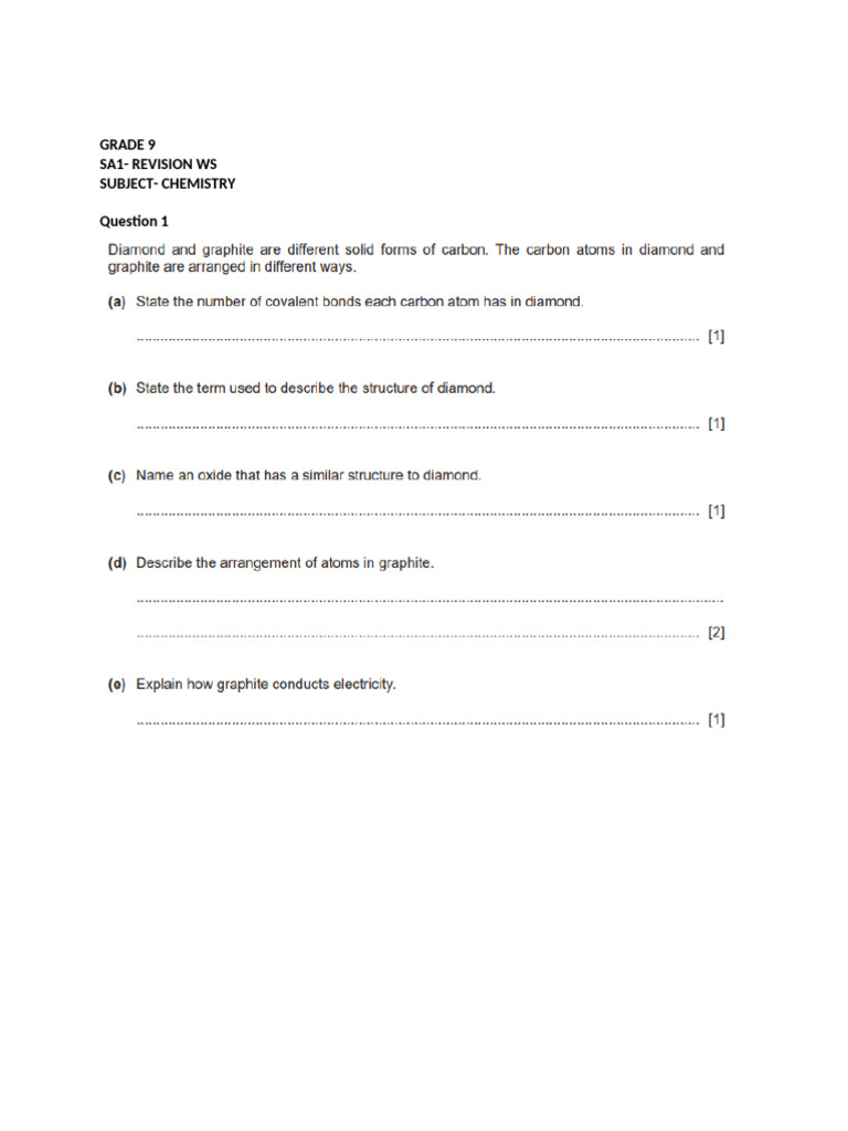 Grade 9 - Sa 1 Revision Ws 2 | PDF
