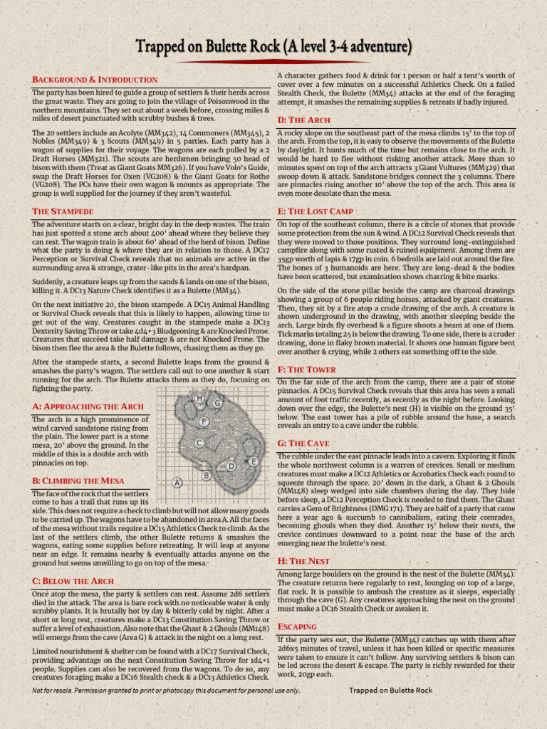 Trapped On Bulette Rock (5e One-Shot) | PDF