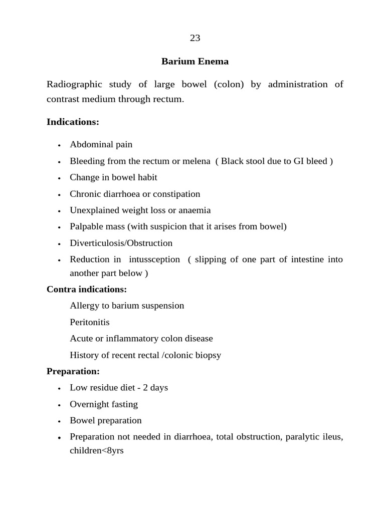 Barium Enema Procedure and Indications | PDF