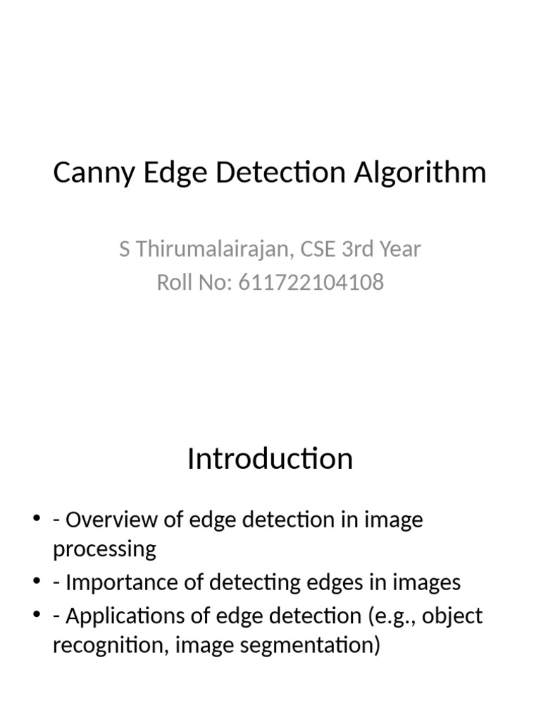 Canny Edge Detection Presentation | PDF