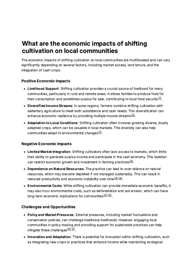 Economic Impacts of Shifting Cultivation | PDF | Agriculture ...