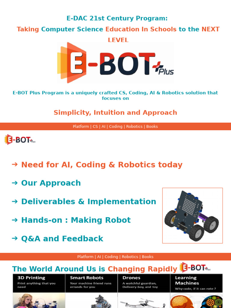 E-BOT Plus PPT - CS, Coding, AI & Robotics Program | PDF | Artificial Intelligence ...