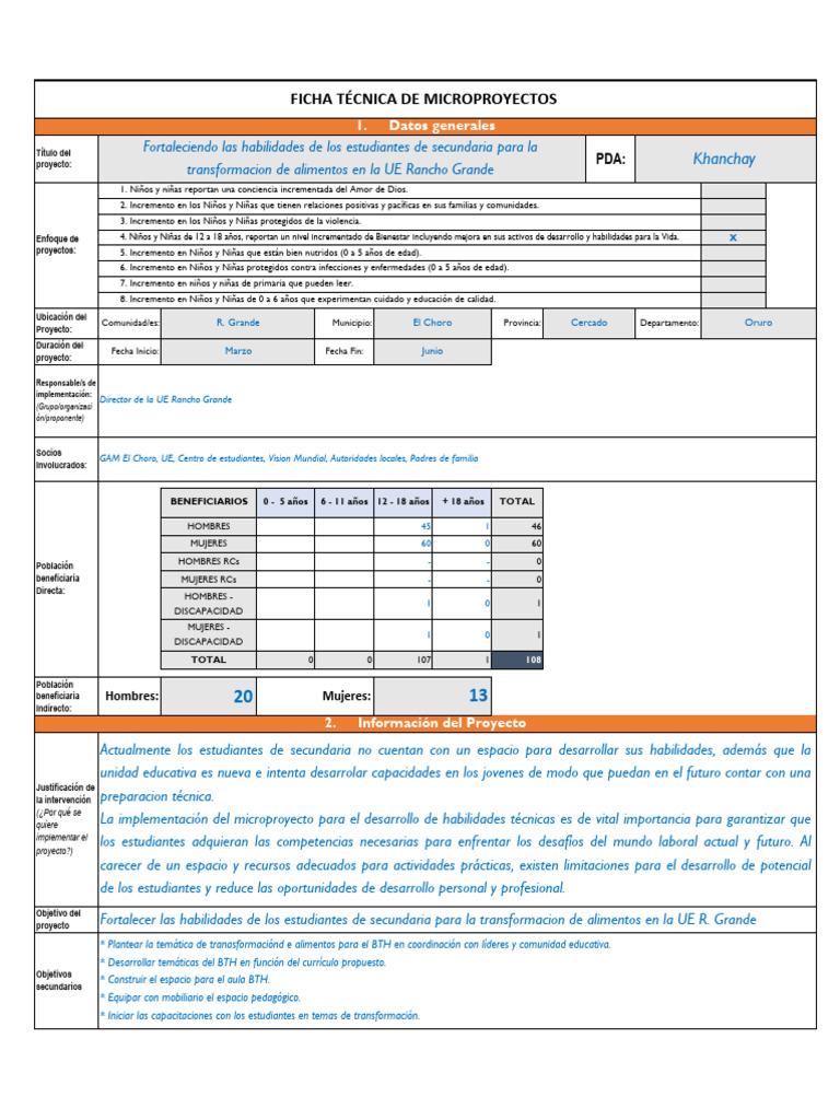 Ficha de Microproyecto-Ejemplo | PDF | Plan de estudios | Educación Secundaria
