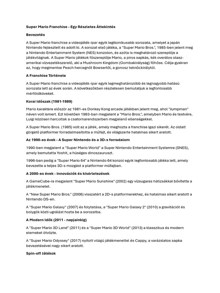 Super Mario Franchise | PDF