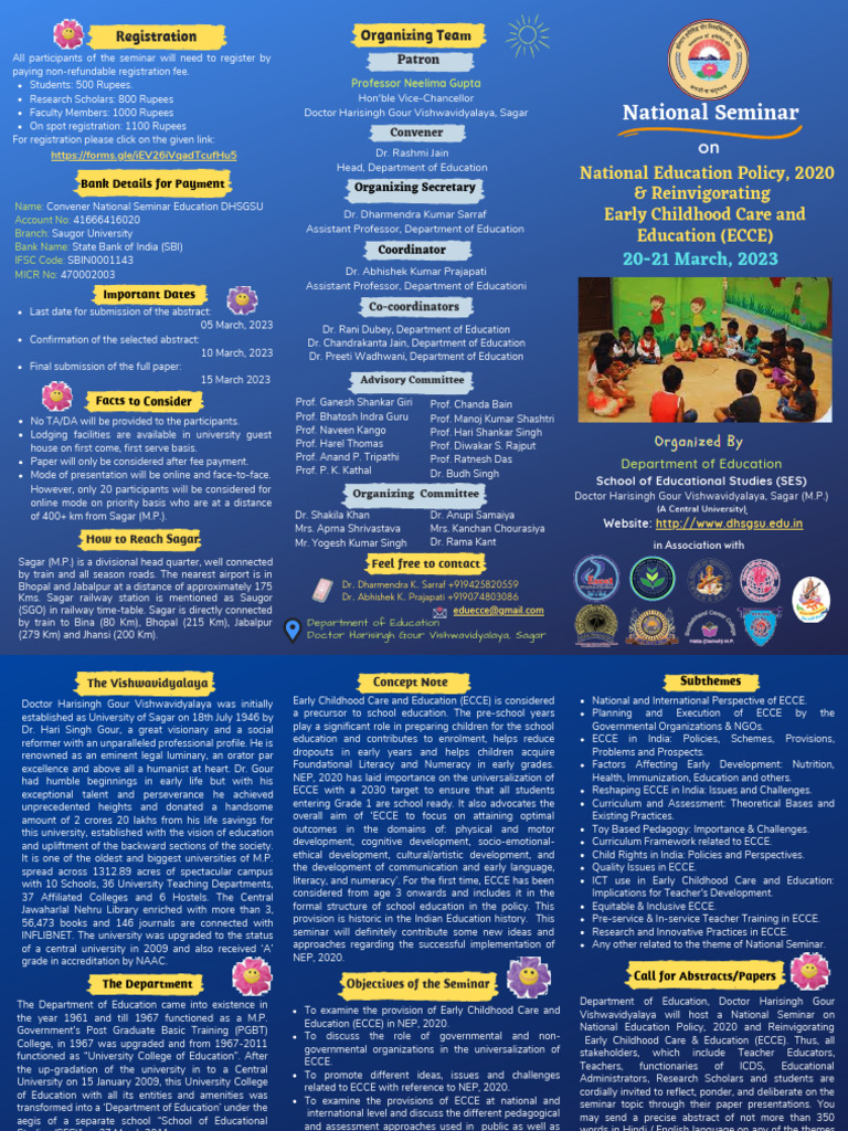 National Seminar Brochure EDU ECCE | PDF | Learning