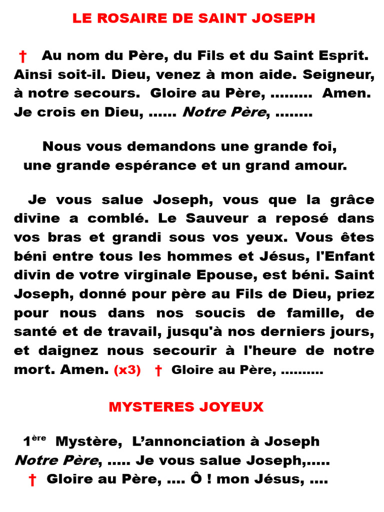 Chapelet de Saint Joseph pour le travail | PDF | Saint Joseph | Rosaire