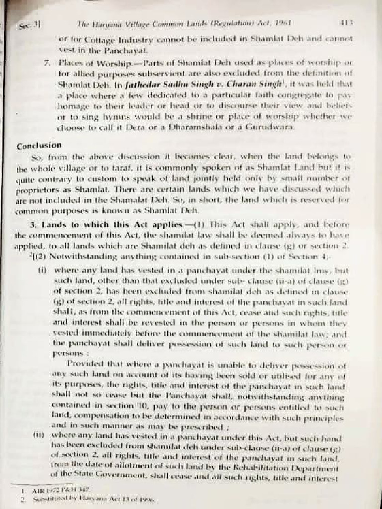 Haryanva Village Common Lands Act, 1961 | PDF