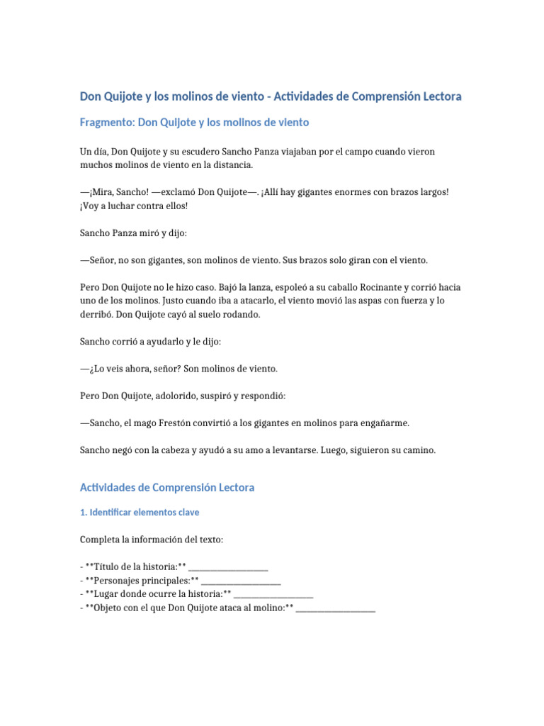 Don Quijote Actividades | PDF