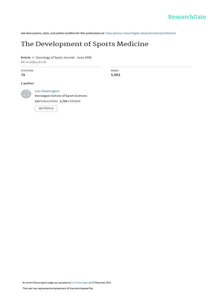 Evolution of Sports Medicine Insights | PDF