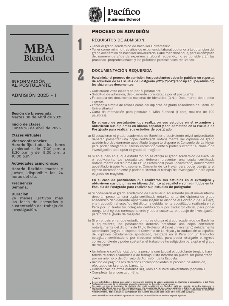 Hi Mba Blended 2025-i (1) | PDF | Titulo academico | Diploma