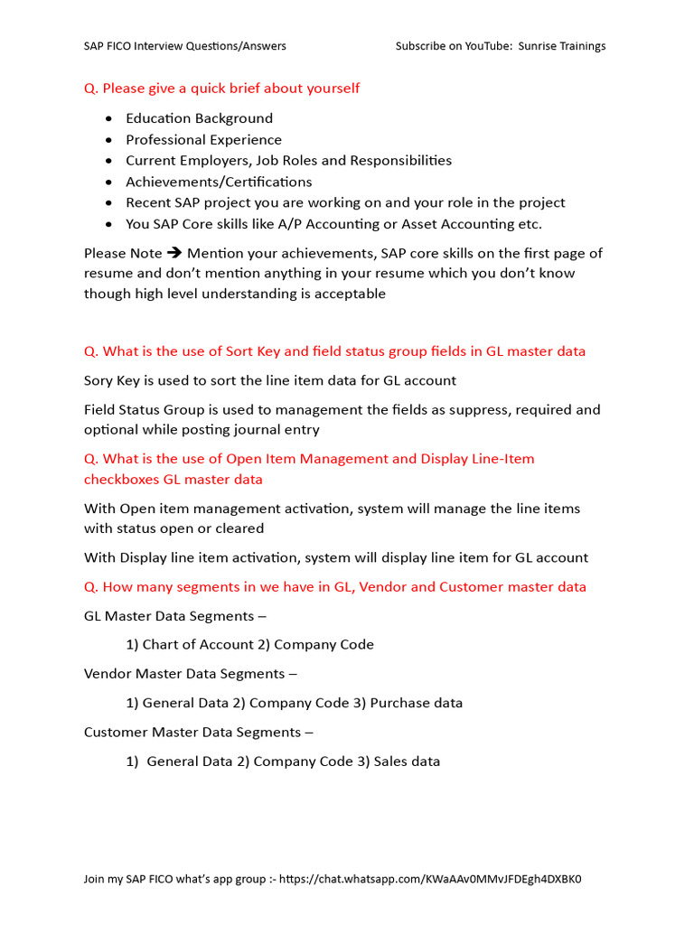 SAP FICO Interview Q&A Guide | PDF