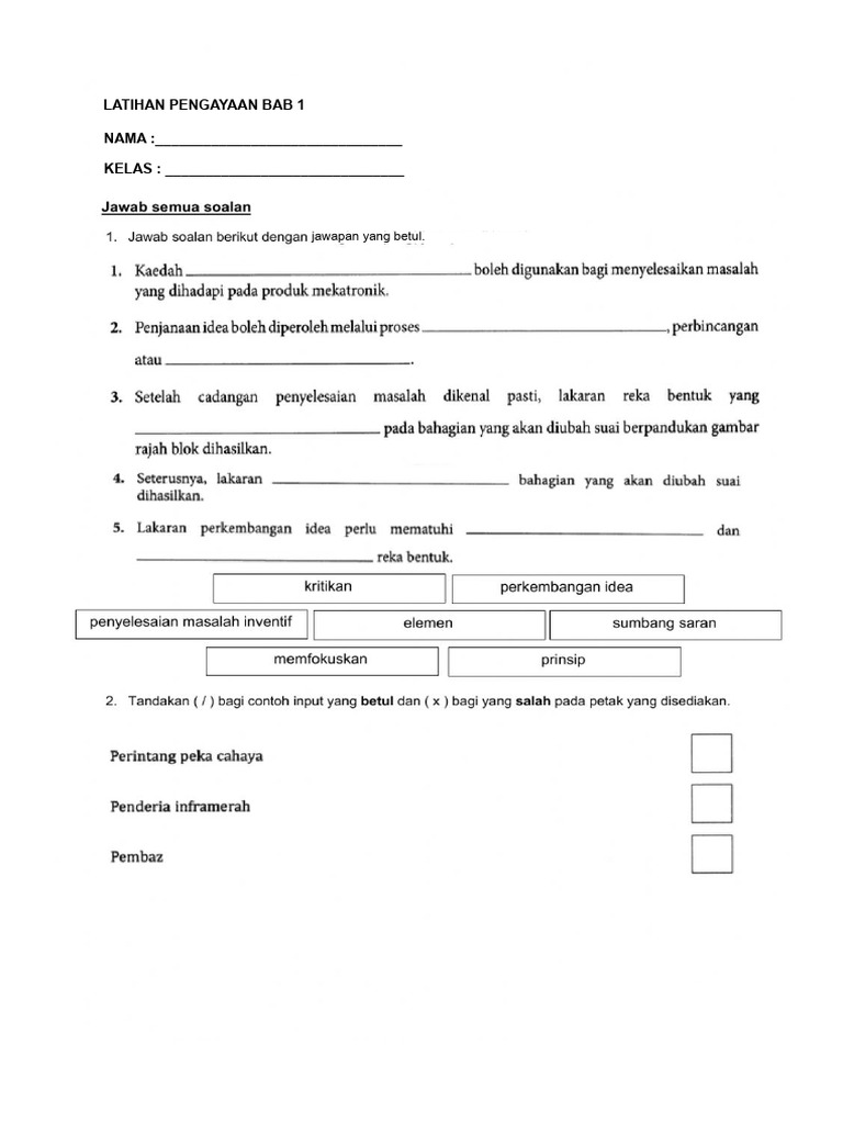 LATIHAN PENGAYAAN BAB 1 T3 | PDF