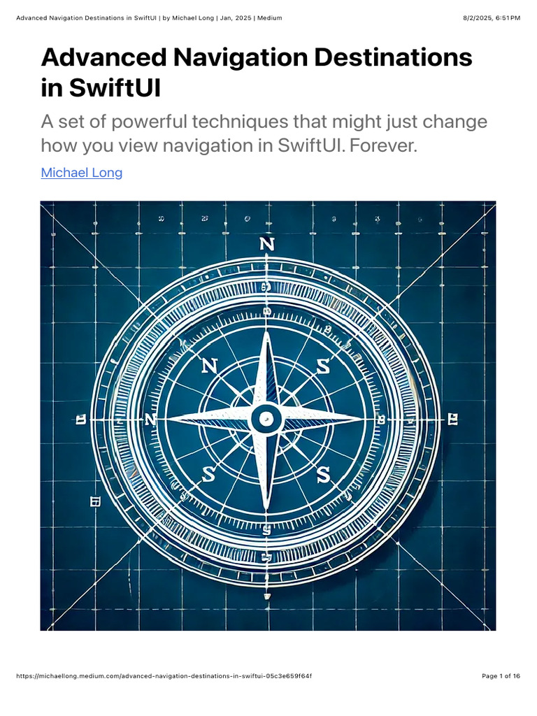 Advanced Navigation Destinations in SwiftUI - by Michael Long - Jan, 2025 - Medium | PDF ...