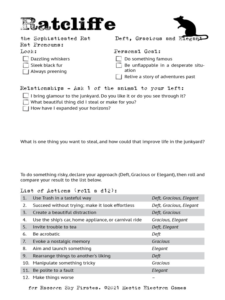 Raccoon Sky Pirates Character Guide | PDF