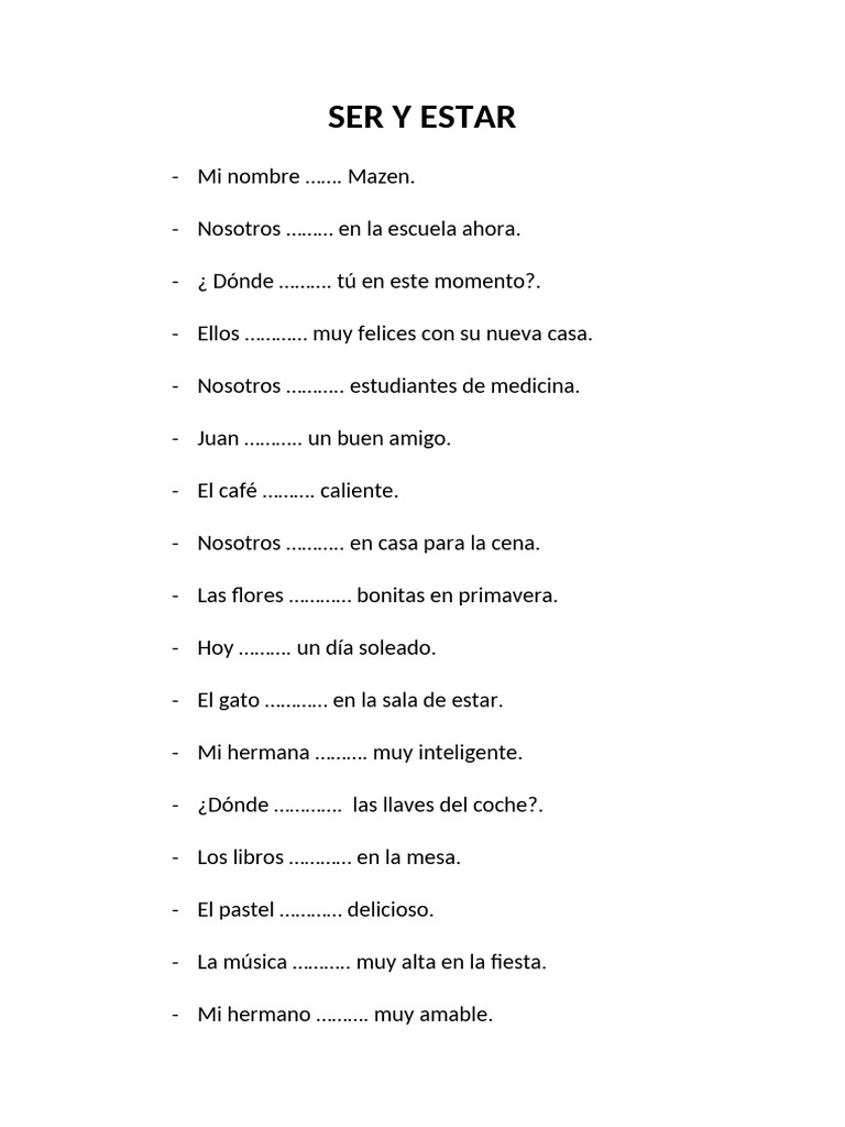 Uso de "Ser" y "Estar" en Español | PDF