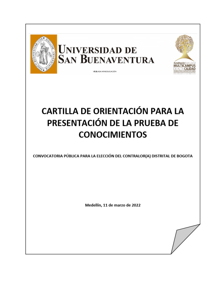 Cartilla Orientaci N para La Prueba de Conocimiento Contralor Bogota | PDF | Evaluación ...