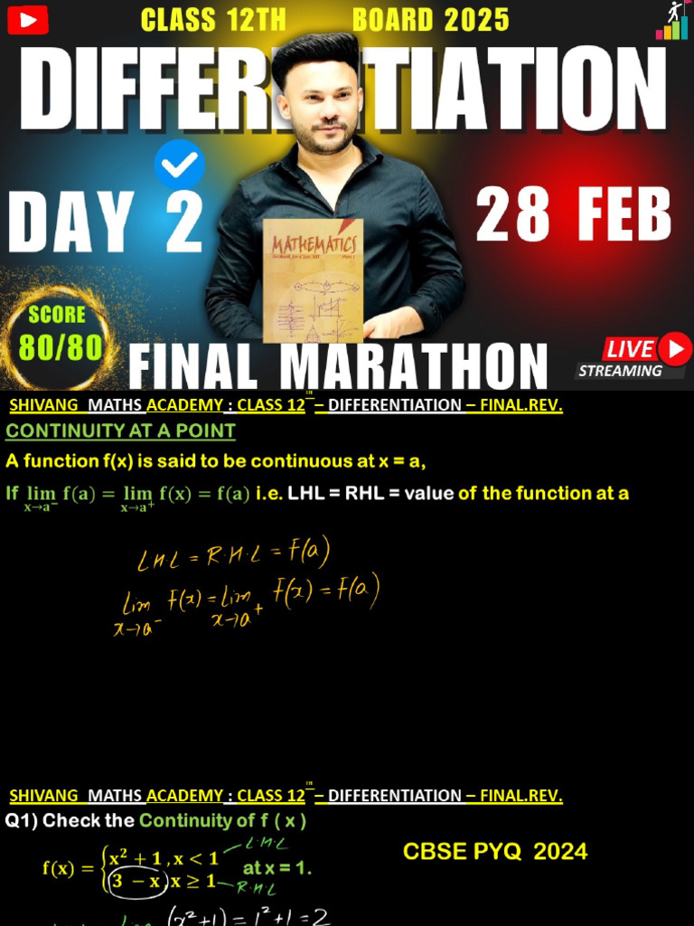 Differentiation - Final RevisioN CBSE 2025........... | PDF