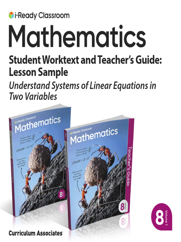 RCL CC Math gr8 Understand Systems of Linear Equations in Two Variables ...