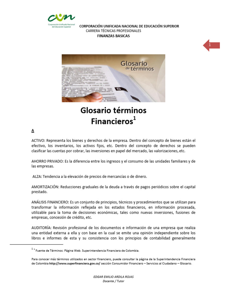 Glosario Terminos Financieros | PDF | Bancos | Interés