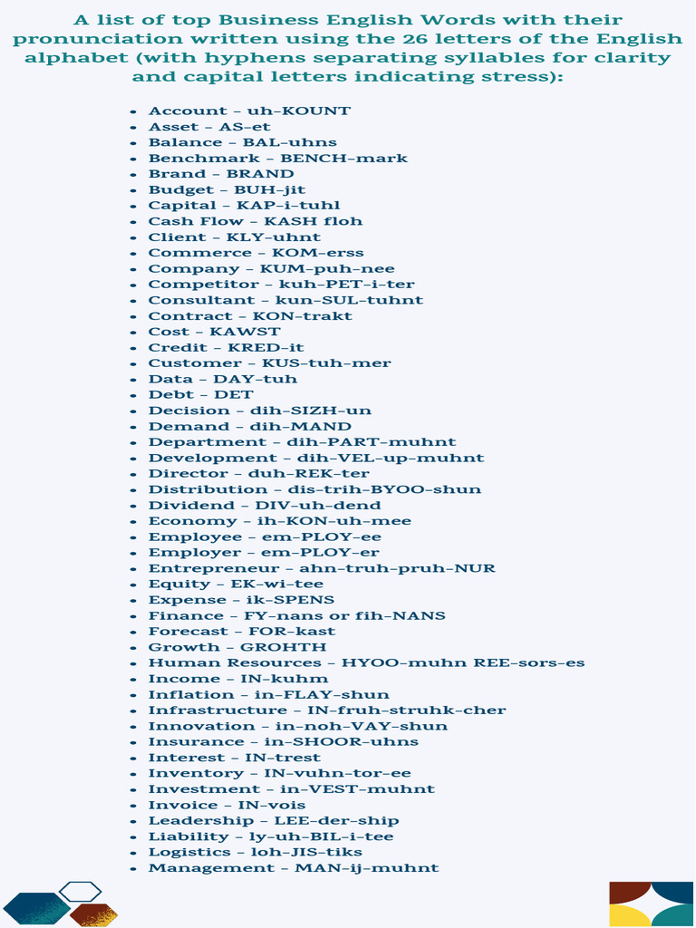 100 Business Words Pronunciation. Coach Kautika PDF | PDF | Revenue ...