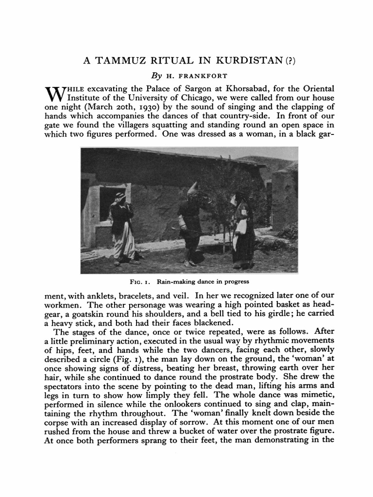 H. Frankfort - A Tammuz Ritual in Kurdistan | PDF | Dances