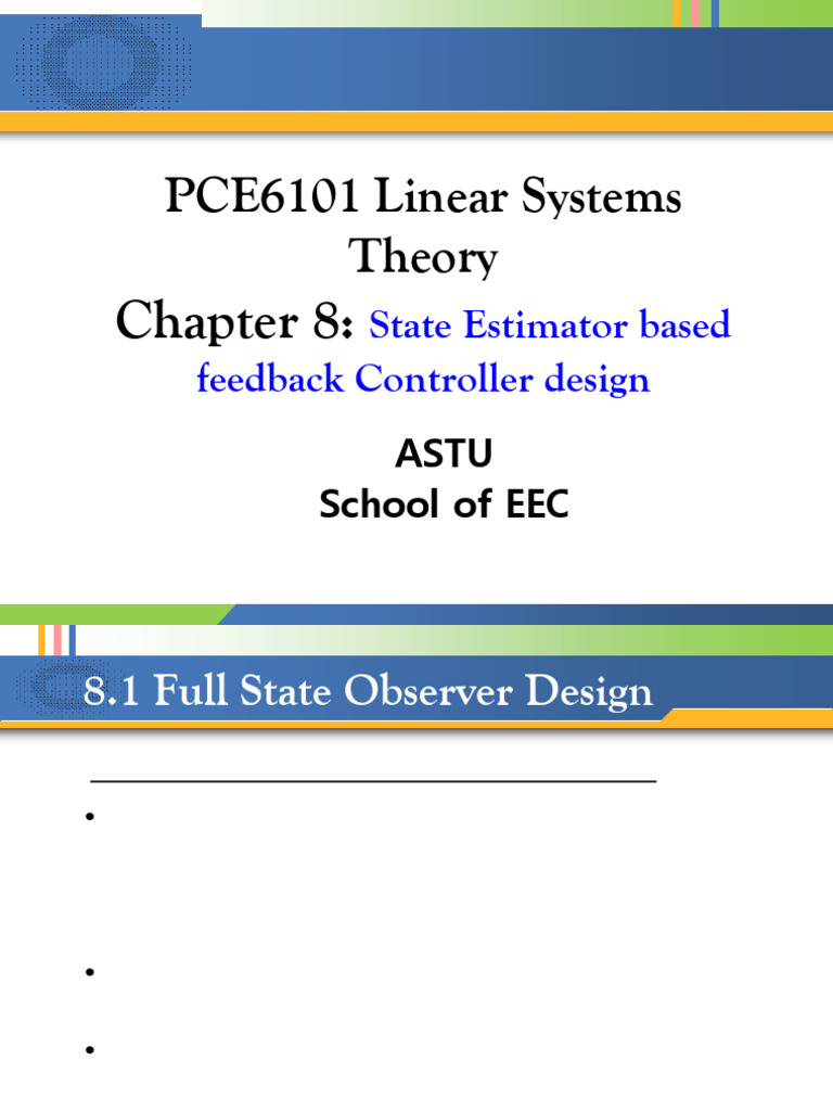 Chapter 8 State Estimator based controller design | PDF | Applied Mathematics | Algebra