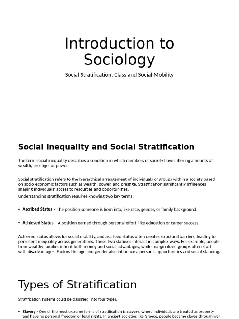 Social Stratification, Class and Social Mobility | PDF | Social ...