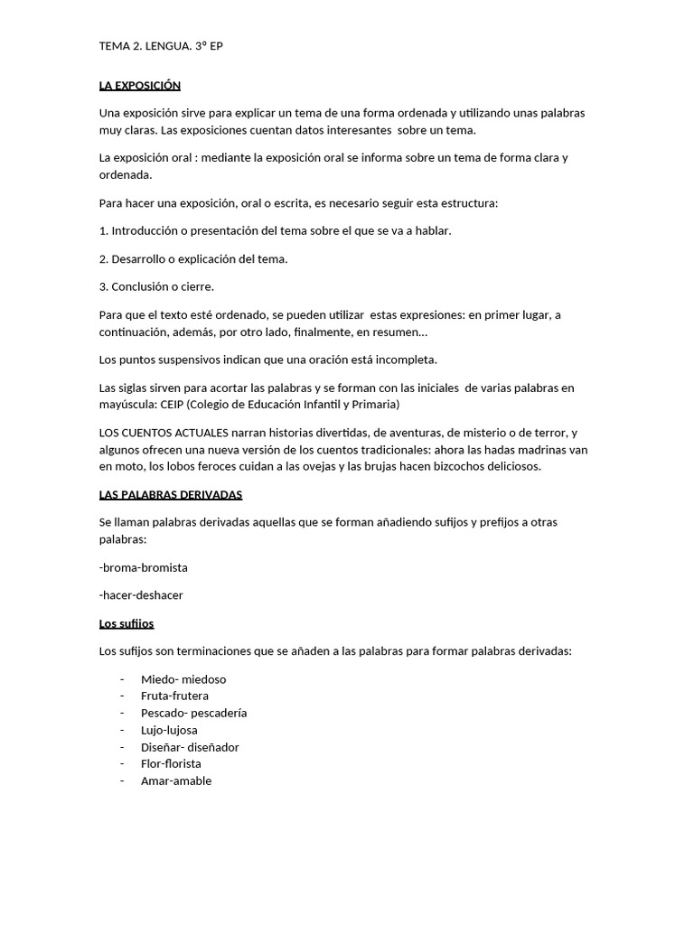 Lengua Tema 2 Lengua | PDF