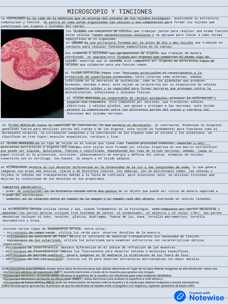 UP 1 Histología - Microscopio y Tinciones | PDF
