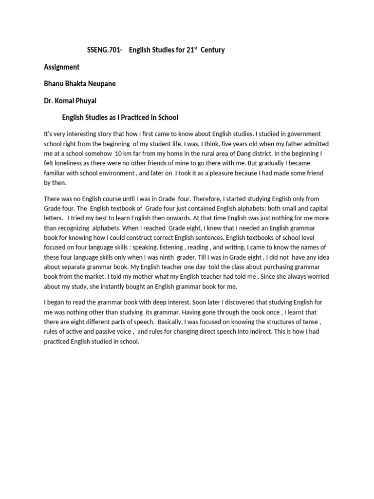 English Studies As I Practiced in School | PDF