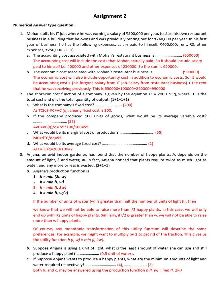 A2_solution | PDF | Marginal Cost | Average Cost