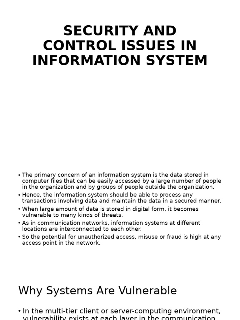 Security and Control Issues in Information System | PDF | Computer Virus | Security