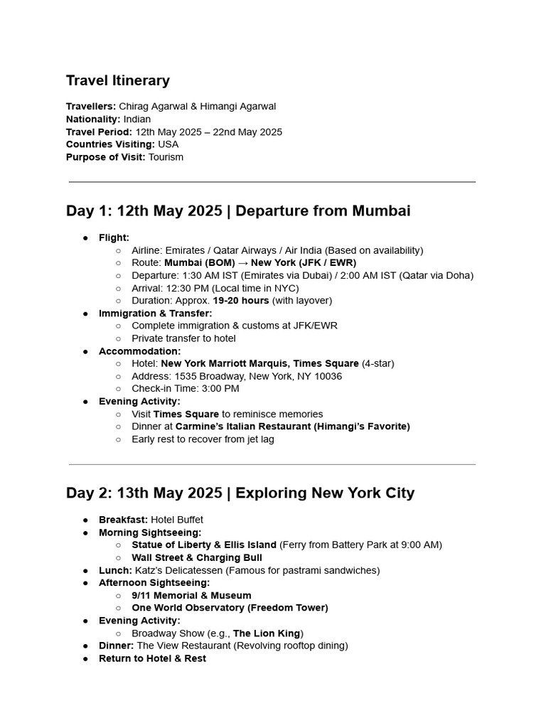 USA Itin | PDF | Las Vegas Strip | Washington