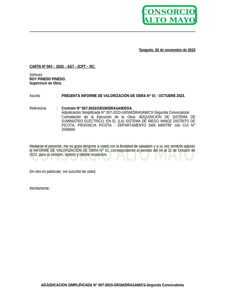 Carta 4 Remitidas AS7 Valo 1 | PDF