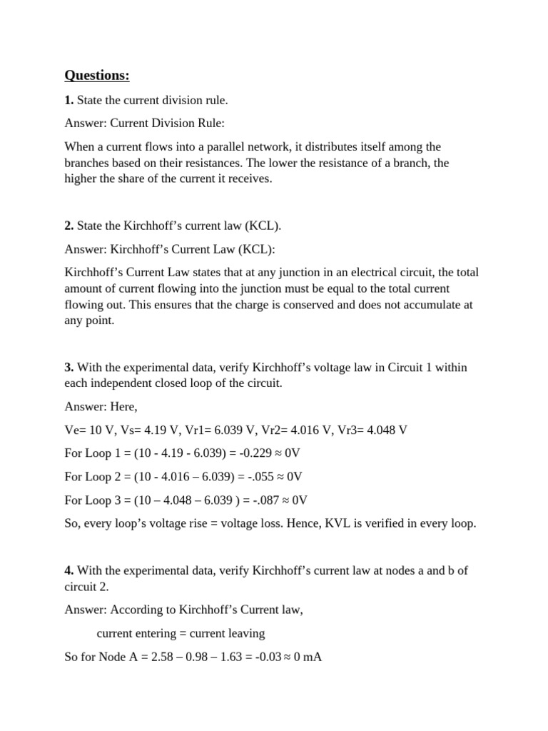 Questions & Discussion (8-9) Lab3 | PDF | Physical Quantities | Electrical Circuits