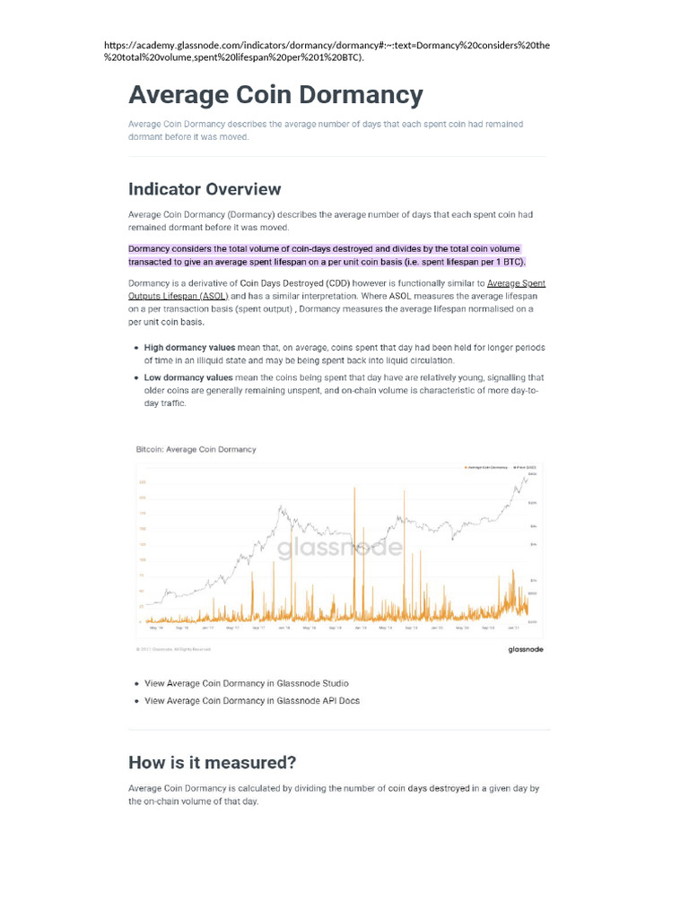 Average Bitcoin Dormancy | PDF