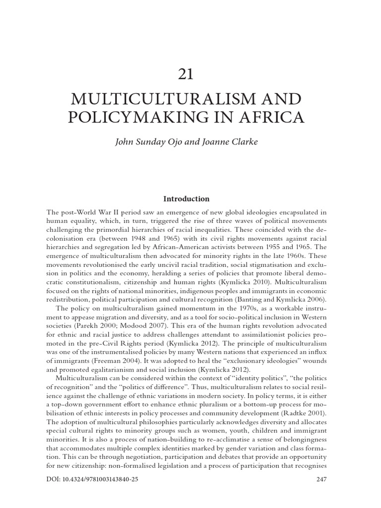 Multiculturalism and Policymaking in Africa FIRST NOTE | PDF | Multiculturalism | Cameroon