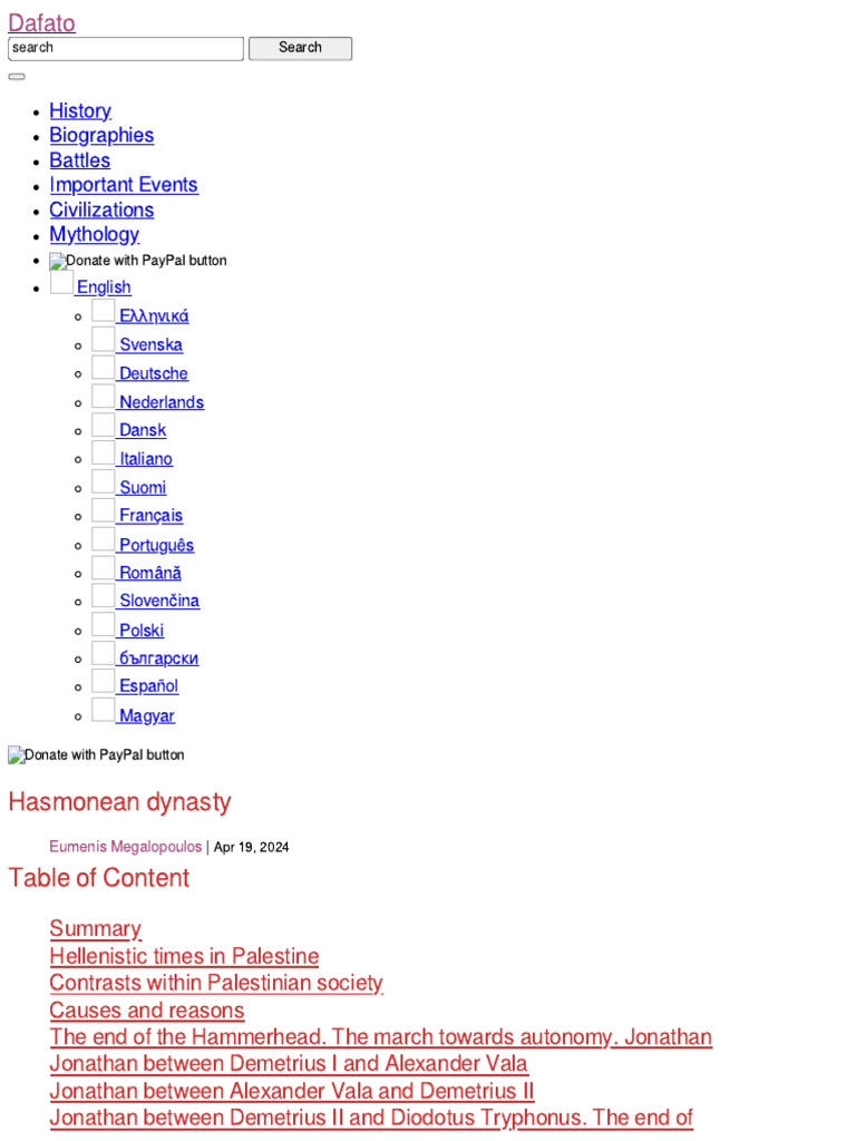 Hasmonean dynasty#HellenistictimesinPalestine | PDF | Hasmonean Dynasty ...