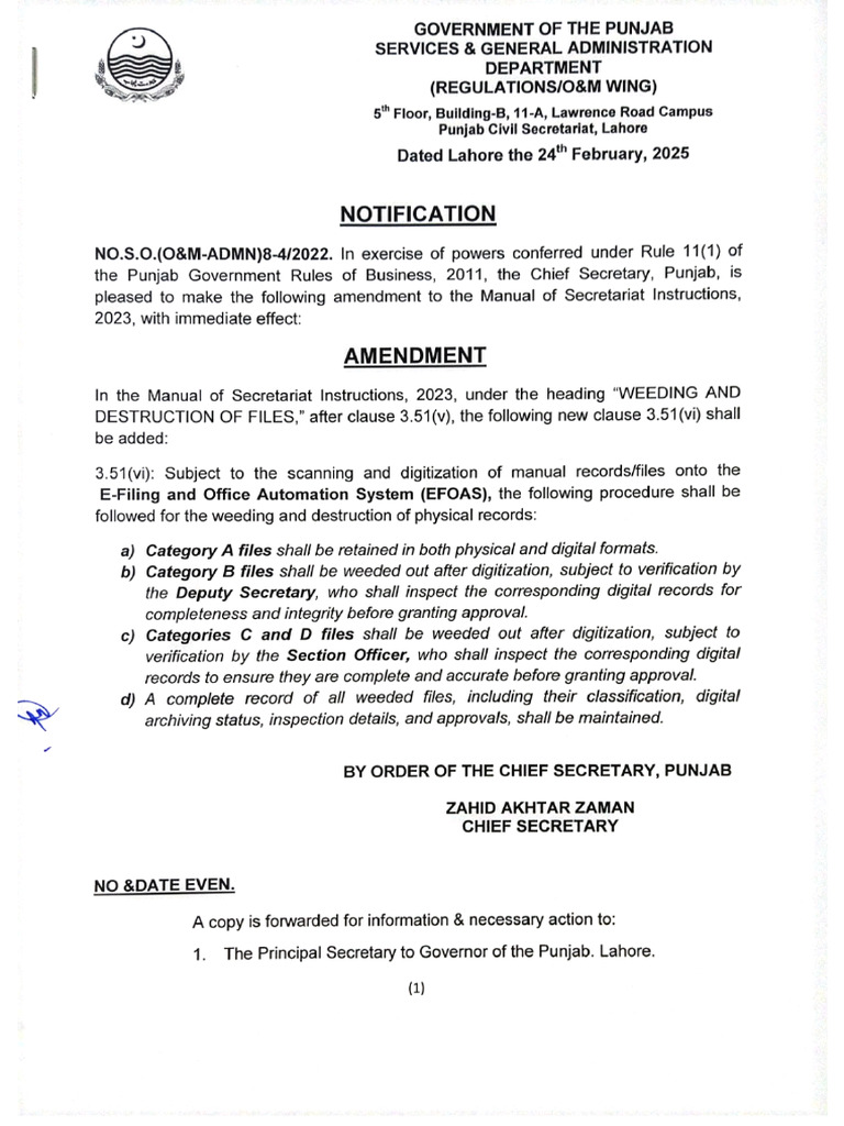 Enabling Provision in Manual of Secretariat Instructions | PDF