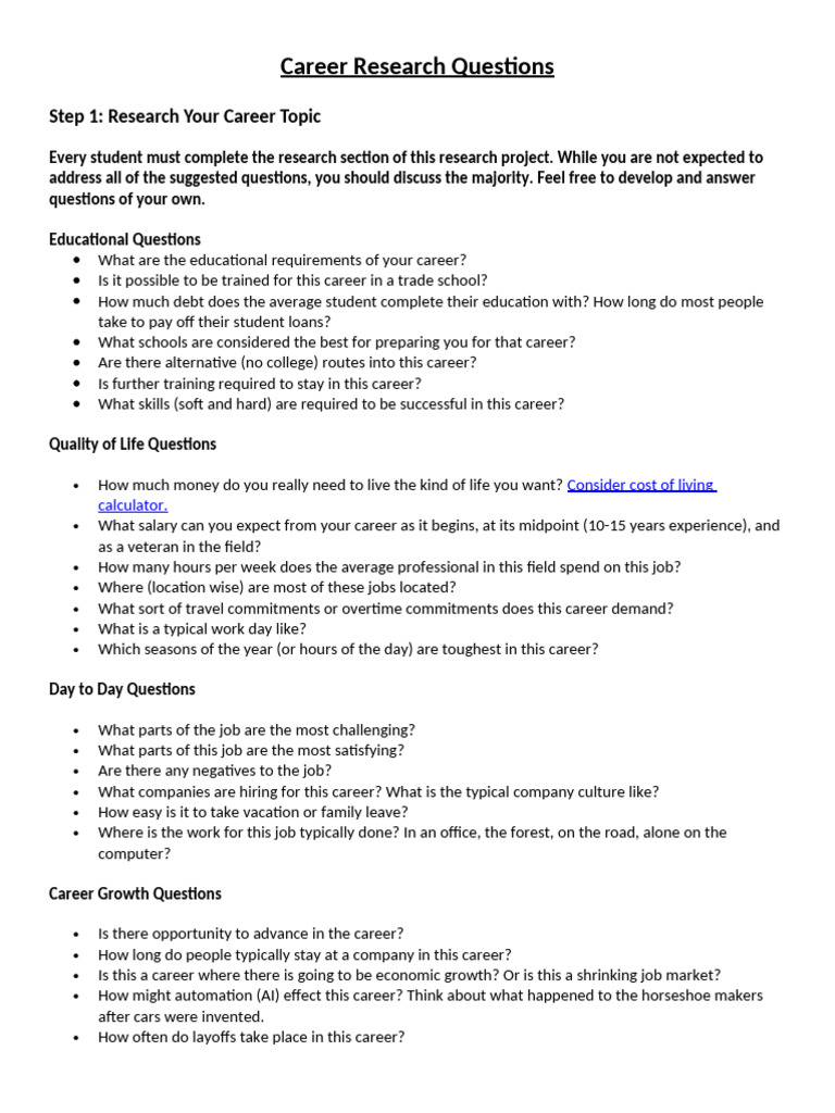 Career+Research+Questions+Assignment | PDF