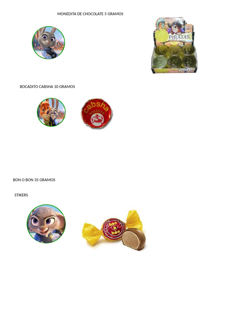 Candy Bar Zootopia | PDF